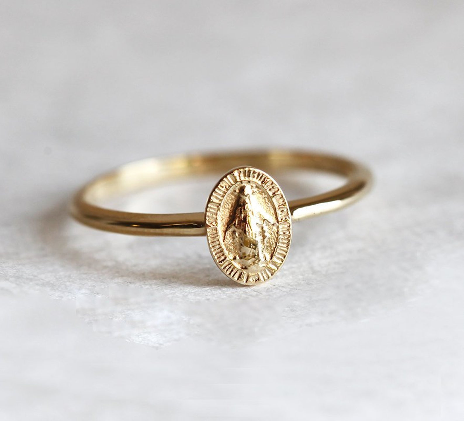 Virgin Mary Ring With Blessed Mother Charm Baptism Gift With | Etsy