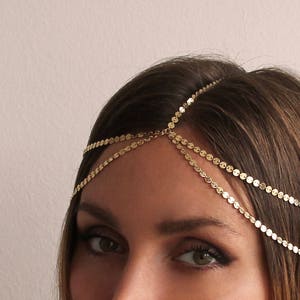 Gold Coin Chain Headpiece, Shiny Boho Wedding Headpiece, Bohemian ...