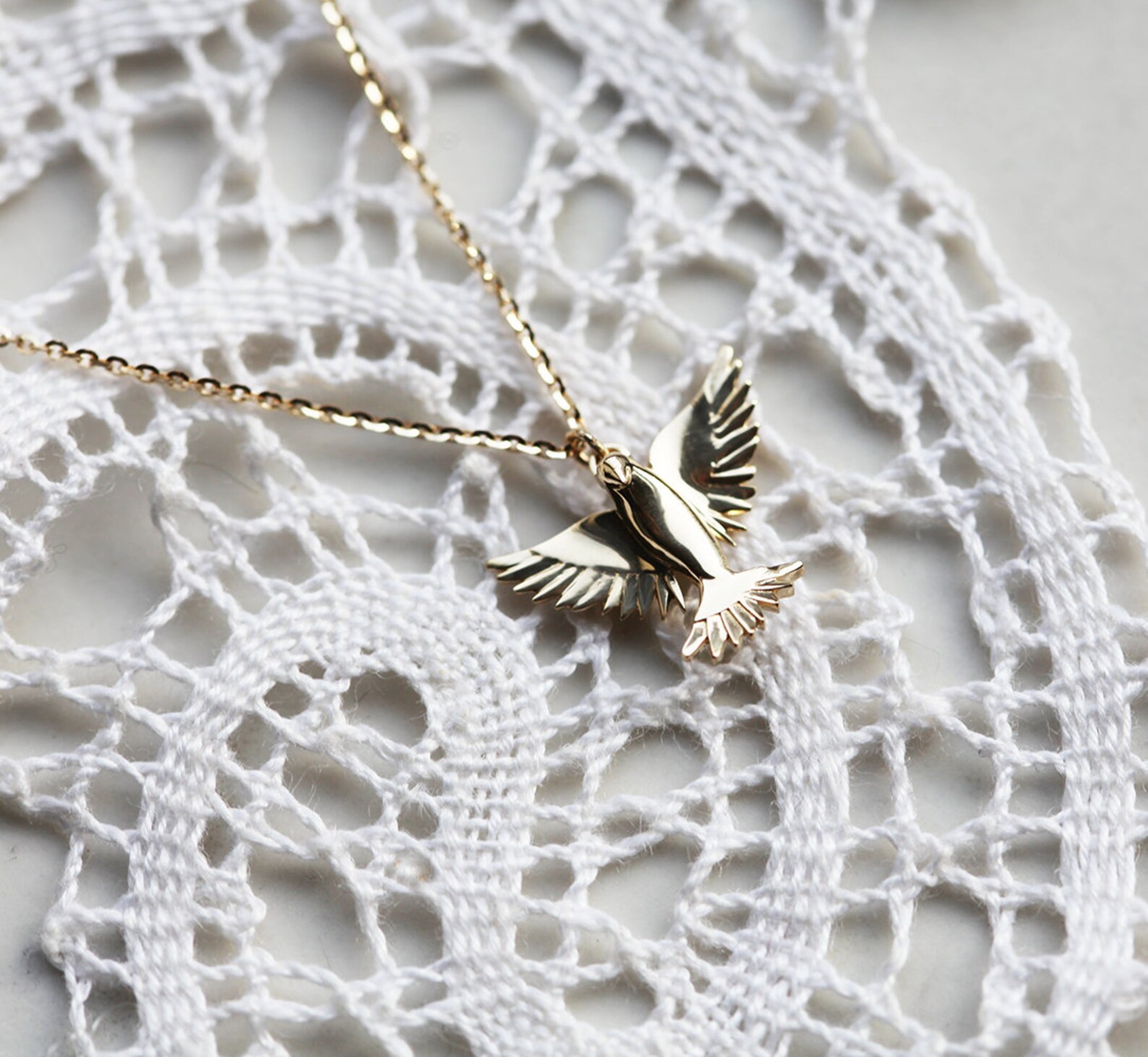 Gold Holy Spirit Necklace White Dove Necklace 14k Gold - Etsy