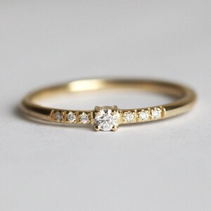 Tiny Diamond Ring, Mini Engagement Ring in 14k or 18k Solid Gold - Etsy