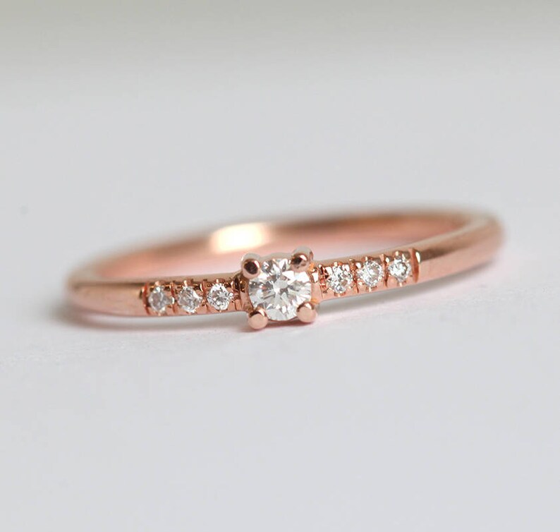 Tiny Diamond Ring Mini Engagement Ring in 14k or 18k Solid - Etsy