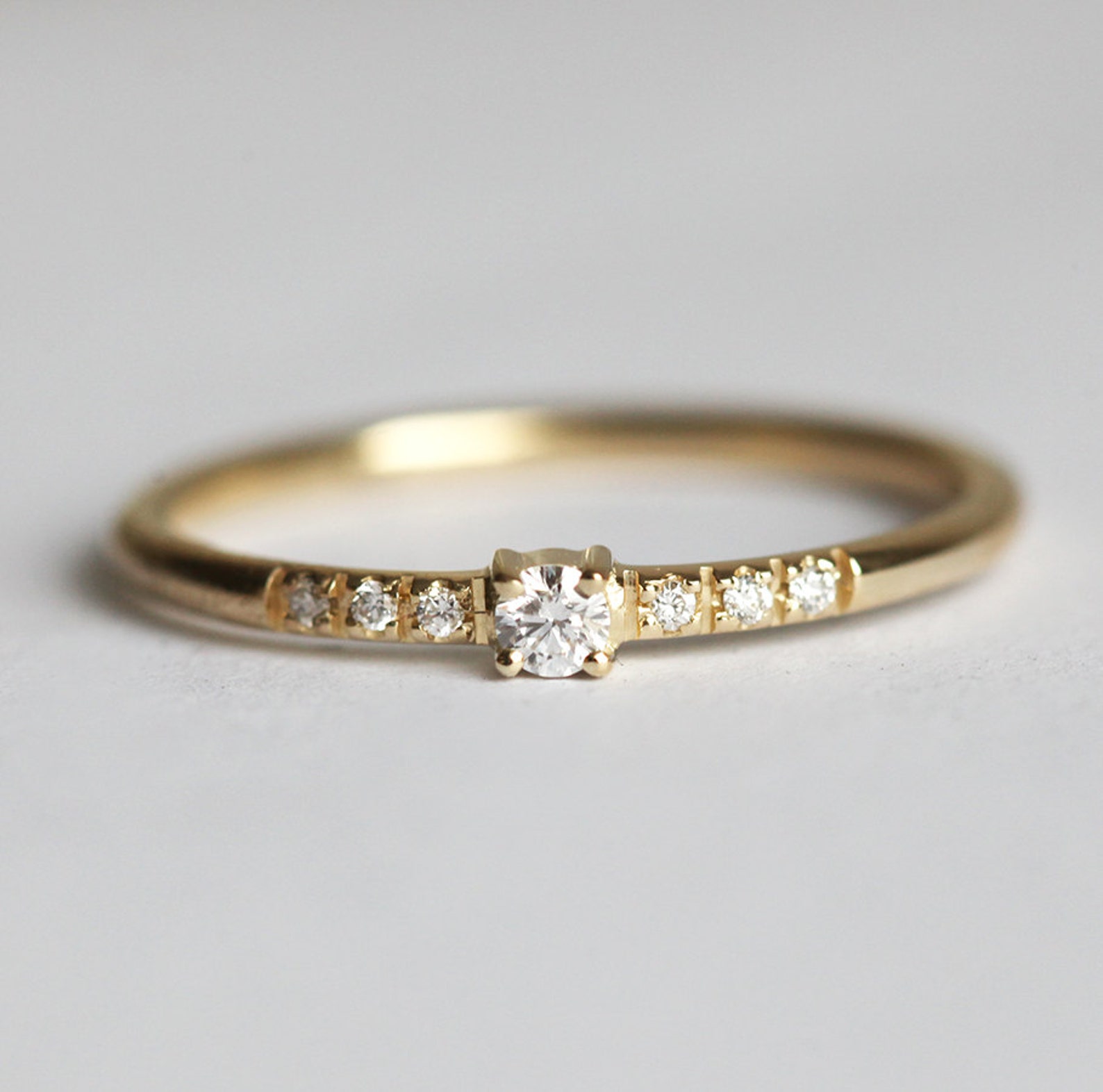 Tiny Diamond Ring Mini Engagement Ring in 14k or 18k Solid - Etsy