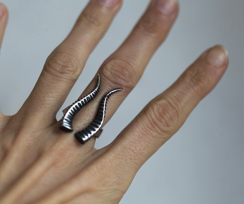 Ram Horn Ring Statement Capricorn Open Ring Double Horn Band - Etsy