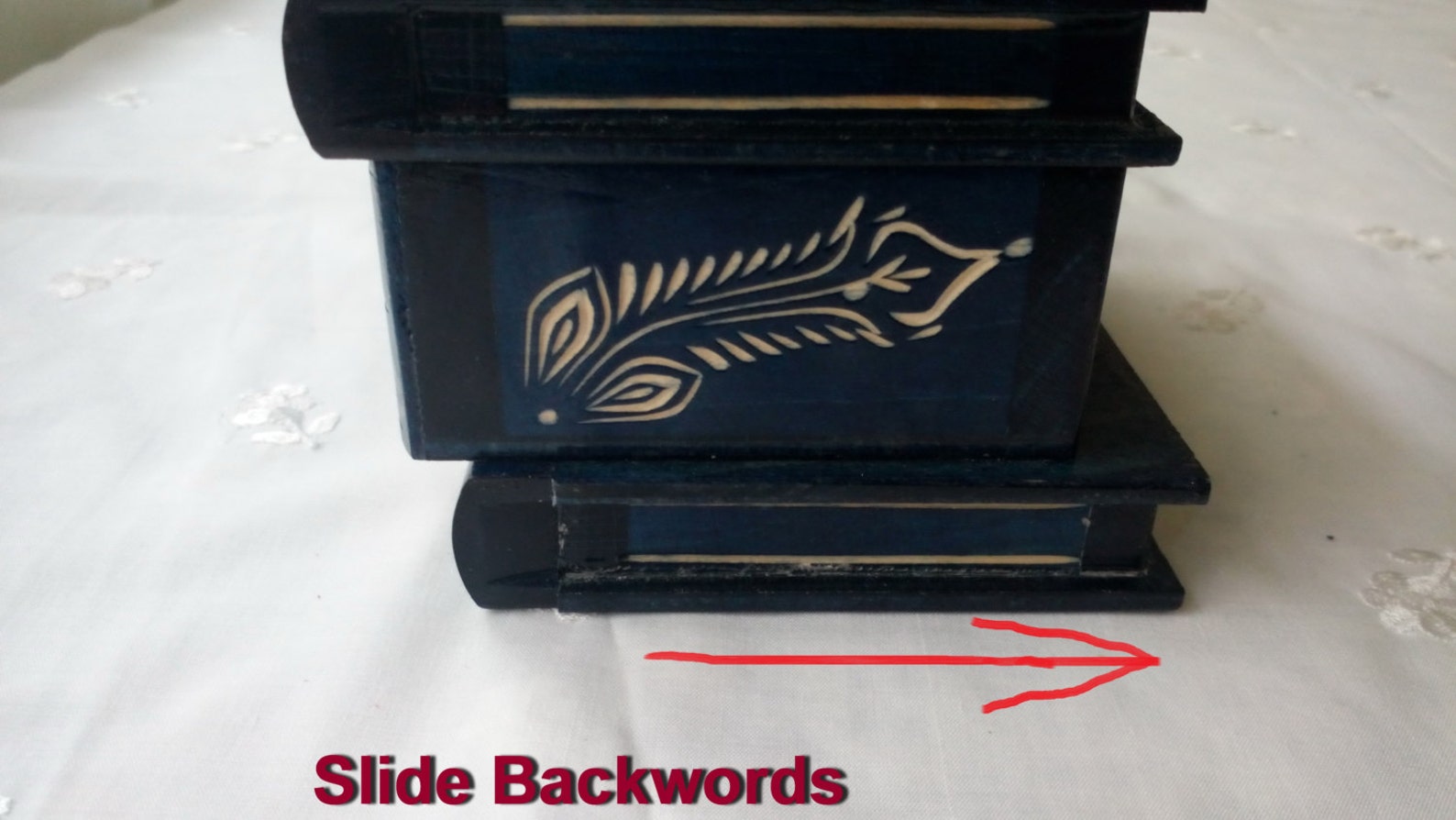 New Magic Puzzle Jewelry Box Hidden Key Drawer Wooden Big Blue - Etsy