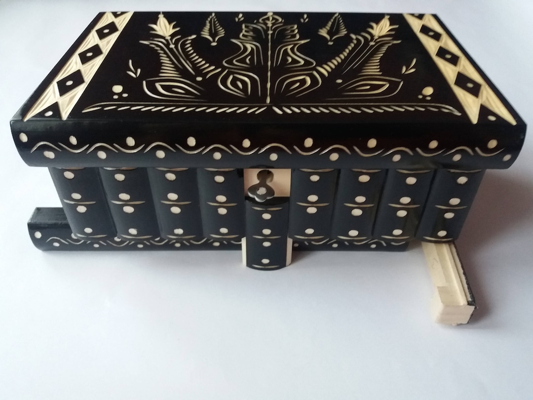 Huge Black Wooden Puzzle Box Jewelry Box,magic Box, Brain Teaser ...