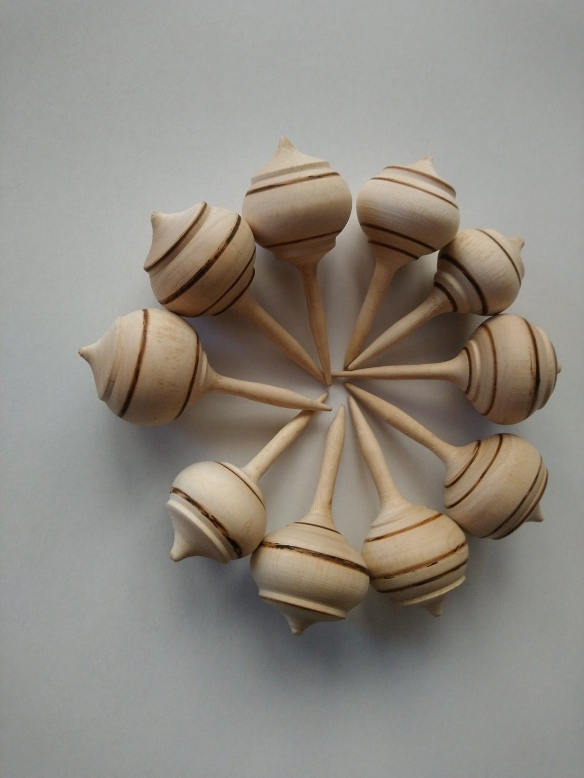 Spinning Top Hand Turned From Natural Hazelnut Wood Set of 10 - Etsy