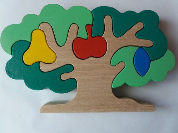 Wooden puzzle tree handmade fruit tree toy gift for children | Etsy