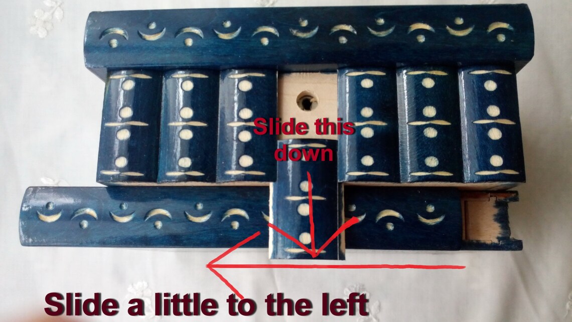 New Magic Puzzle Jewelry Box Hidden Key Drawer Wooden Big Blue - Etsy