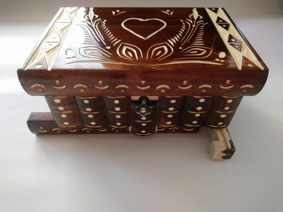 Wooden Jewelry Magic Puzzle Box Brown With Special Carving Big | Etsy