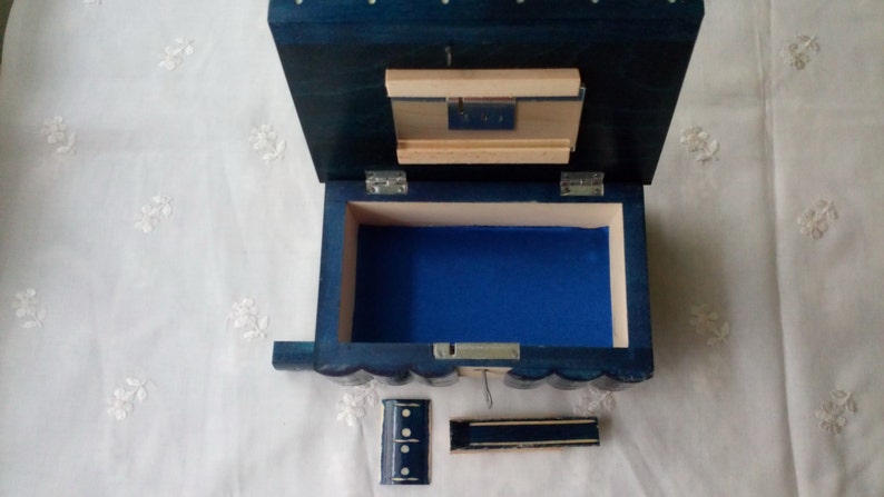 New Magic Puzzle Jewelry Box Hidden Key Drawer Wooden Big Blue - Etsy