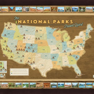 Framed National Parks Travel Map With Personalization - FREE SHIPPING ...