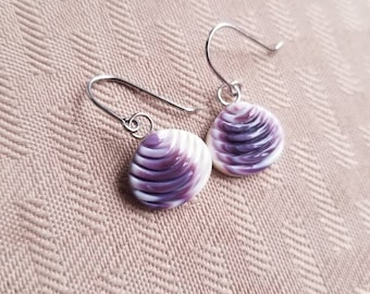 1 Pair of Carved Scallop Shell Wampum Jewelry Earrings promo | Etsy