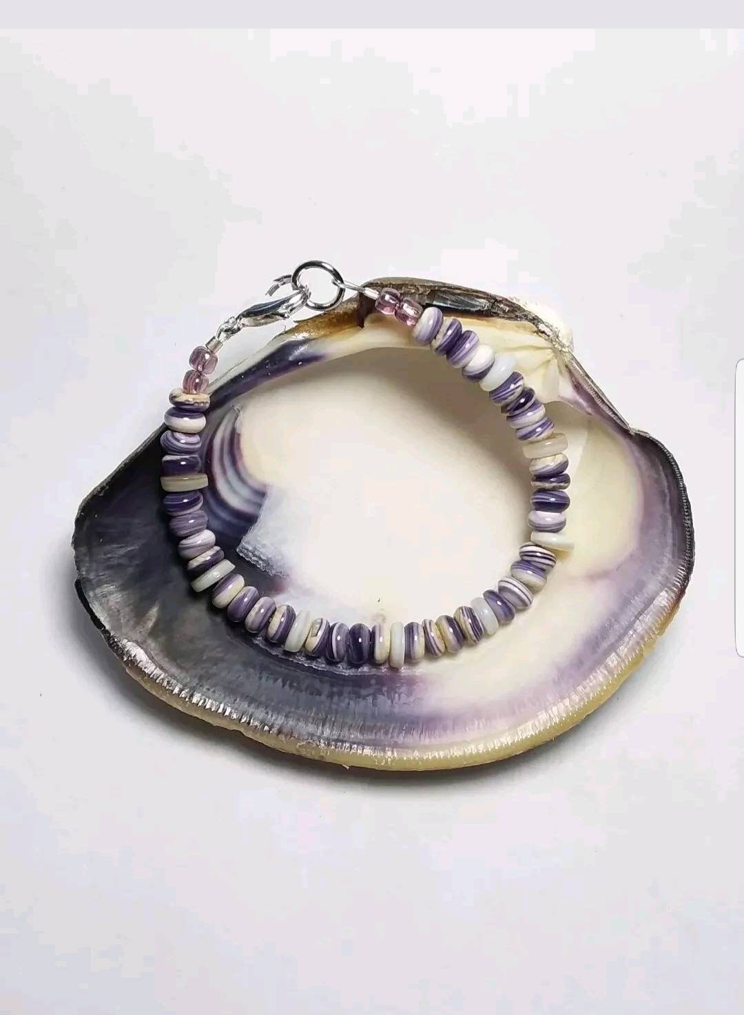 1 Wampum Bead Jewelry Clam Bracelet Made With Sm 6mm*promo Photo - Etsy