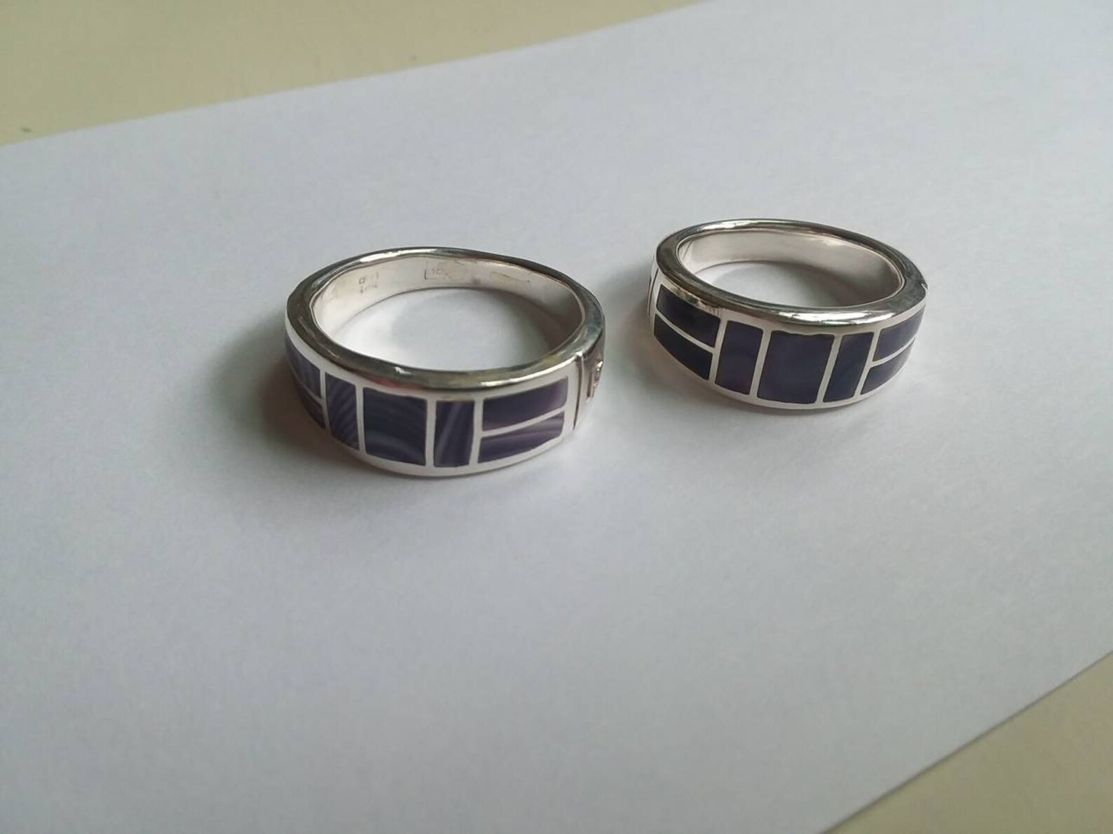 1 Sterling Silver Wampum Rectangle Inlayed Ring Sizes Choose 6 to 14 - Etsy
