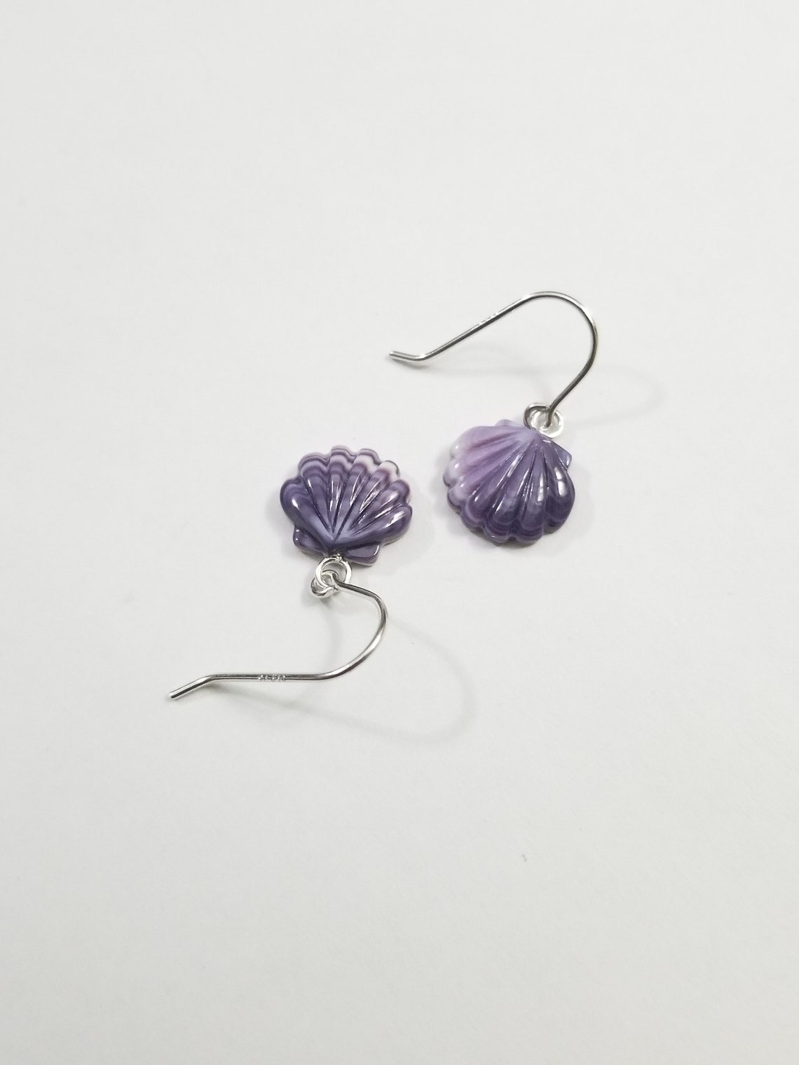 1 Pair of Carved Scallop Shell Wampum Jewelry Earrings promo | Etsy