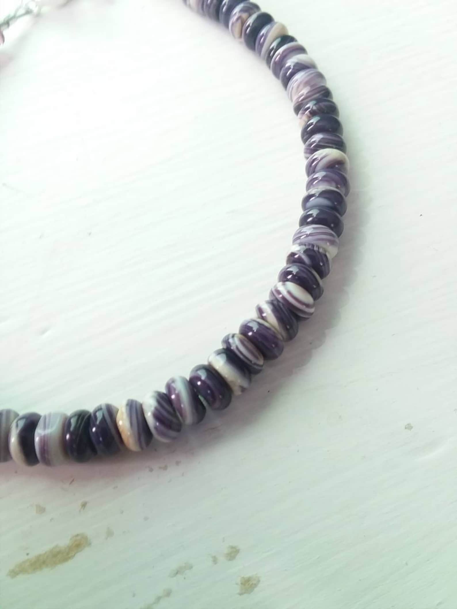 1 Necklace All Dark Wampum Sm Beads 6mm Choose a Length | Etsy