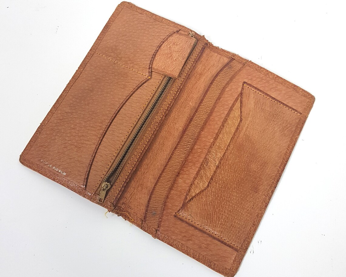 Vintage 70's Genuine Leather Folder Small Documents Cards Notes Holder ...