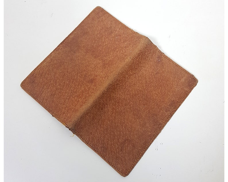 Vintage 70's Genuine Leather Folder Small Documents Cards Notes Holder ...