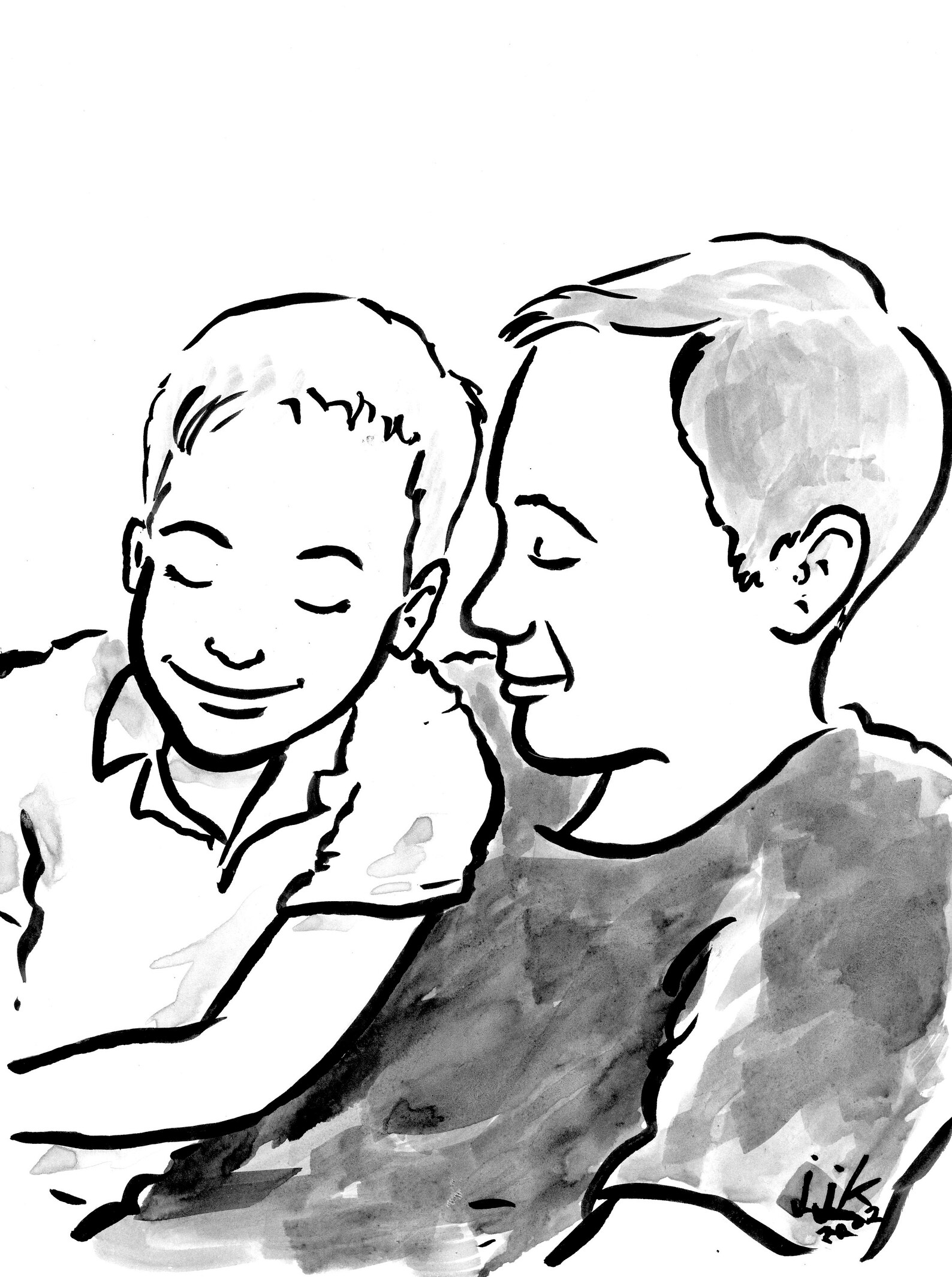 Dad and Kid Ink Drawing by Jarrett J. Krosoczka - Etsy