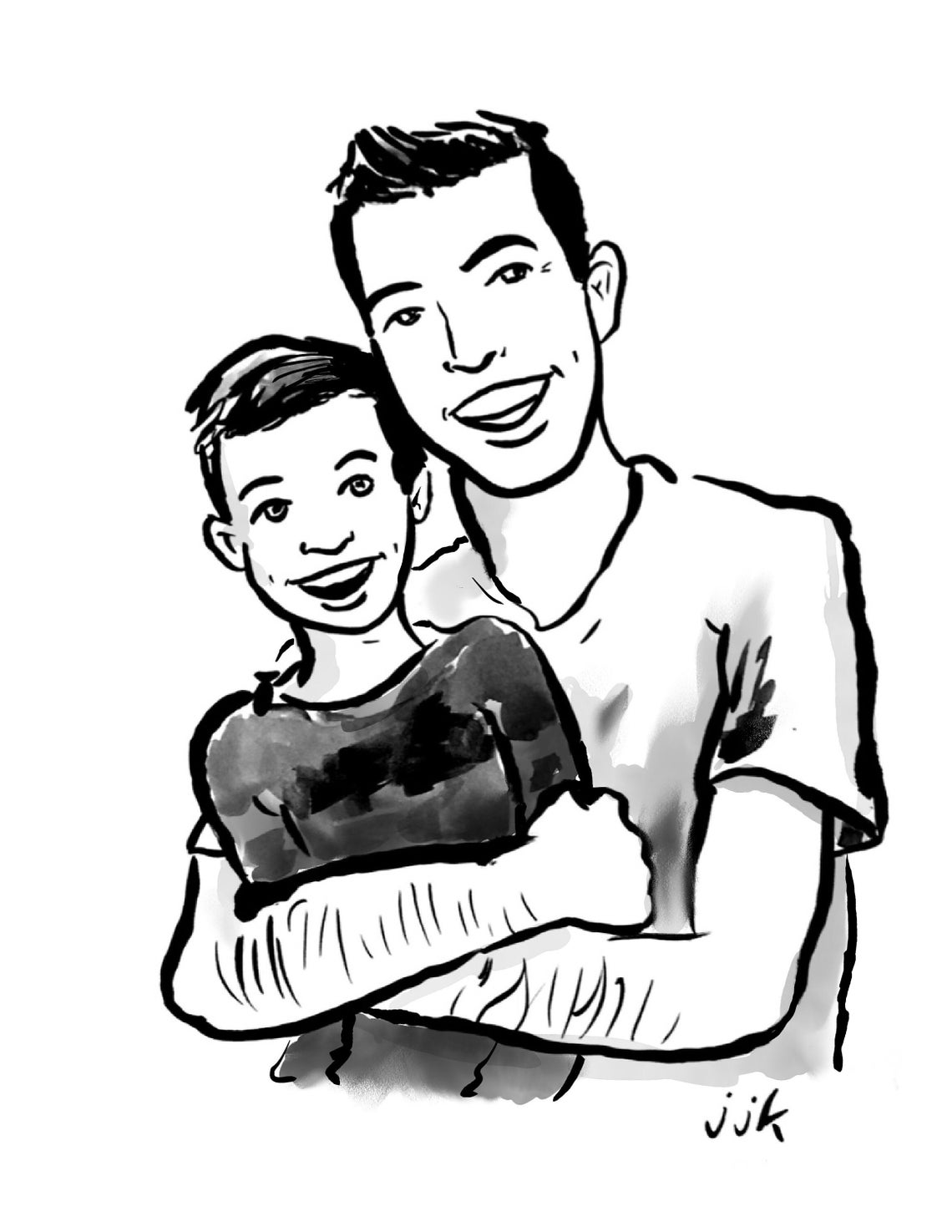 Dad and Kid Ink Drawing by Jarrett J. Krosoczka - Etsy