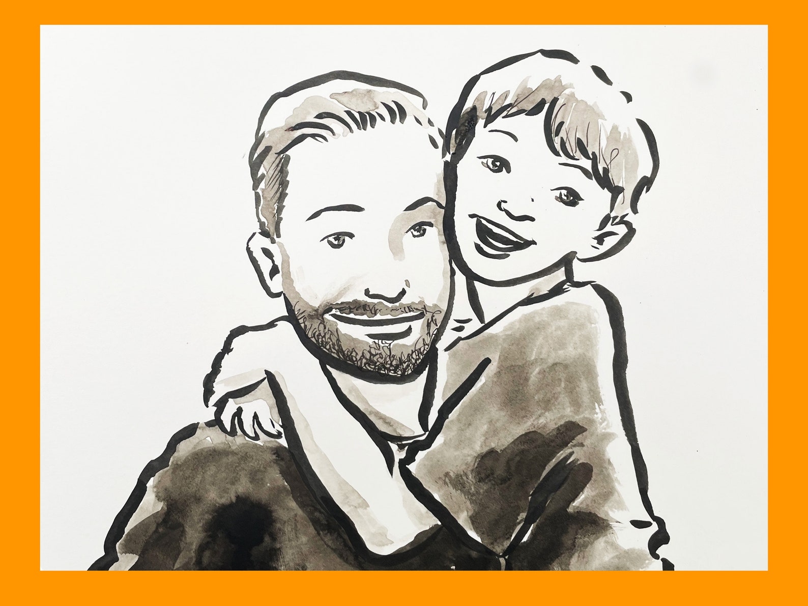 Dad and Kid Ink Drawing by Jarrett J. Krosoczka - Etsy