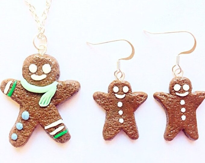 Gingerbread Jewelry Setgingerbread Man Necklacegingerbread - Etsy