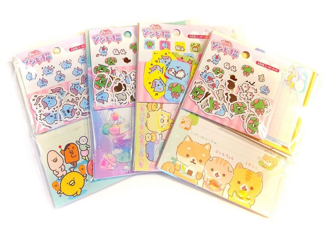 80pcs Japanese Kawaii Stationery Grab Bag Japanese Kawaii Memos Kanahei ...