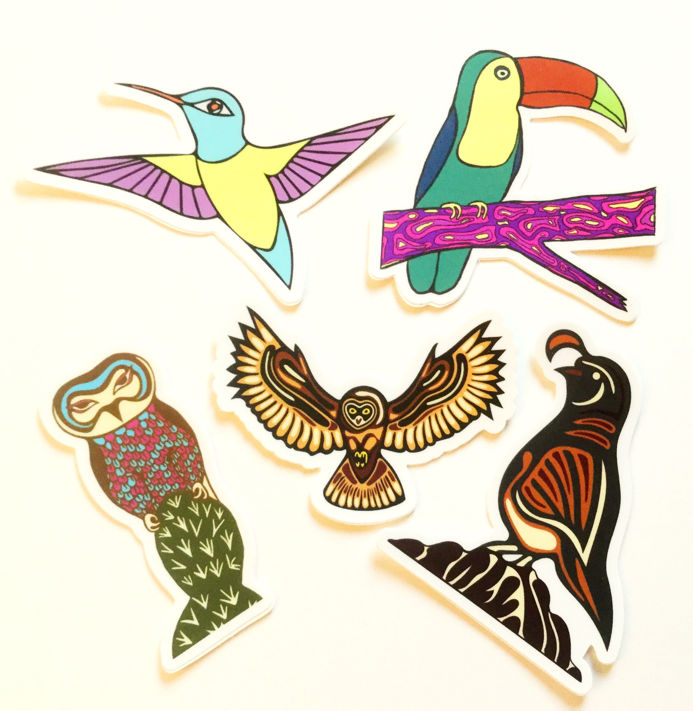 5 bird stickers Wildlife vinyl stickers artist designed | Etsy