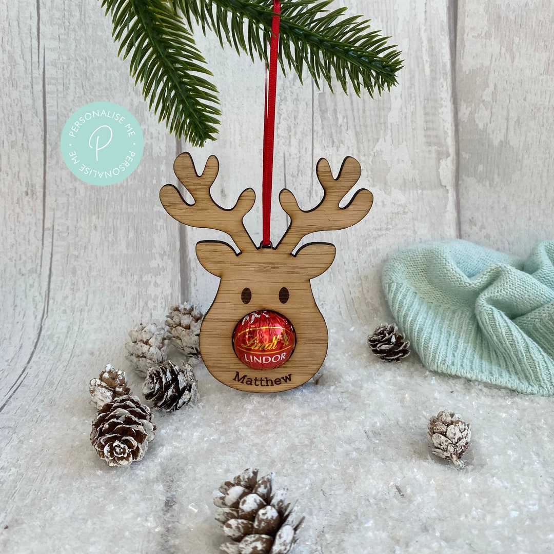 Rudolph Lindt Chocolate Bauble | Lindt Chocolate Holder |personalised ...
