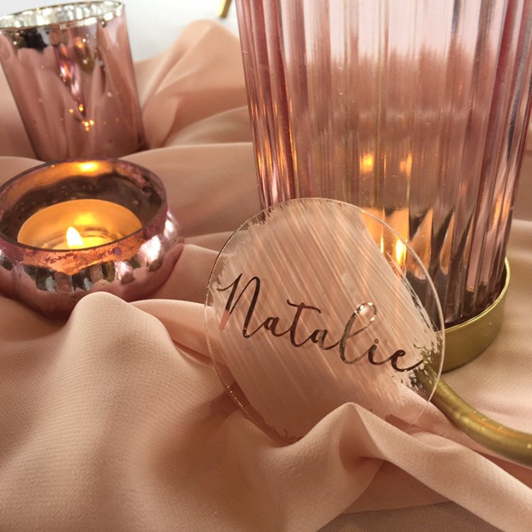 Painted Acrylic Place Name Painted Perspex Place Name Rose Gold Place ...