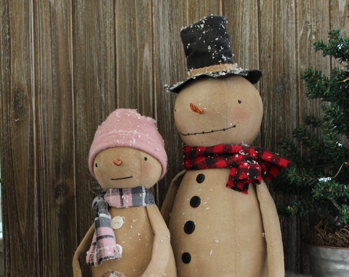 Emily Snow Girl and Her Snowman Dad on a Sled, Snowmen, Holiday Décor ...
