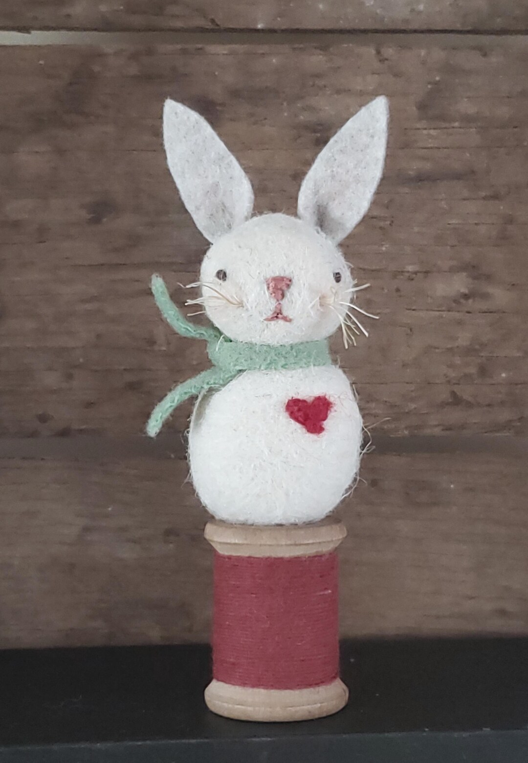 Bunny on a Vintage Wooden Spool, Easter Bunny, Spring Bunny - Etsy