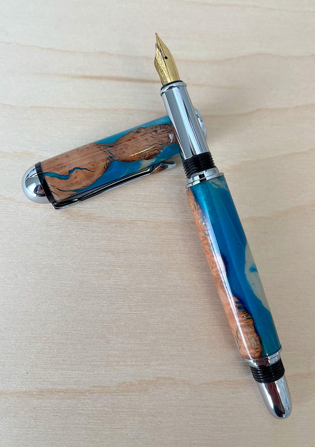 Fiji - Pacific Blue Wood/acrylic Fountain Pen - Etsy