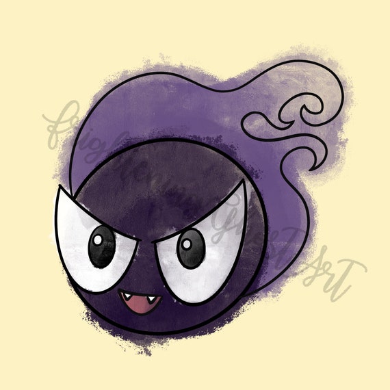 Set of 3 Gastly evolution 4x4 art prints | Etsy