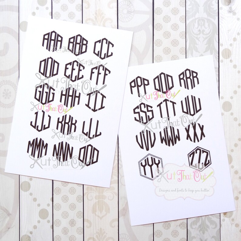 Honeycomb Diamond Monogram SVG & DXF Font Cut Files - Etsy