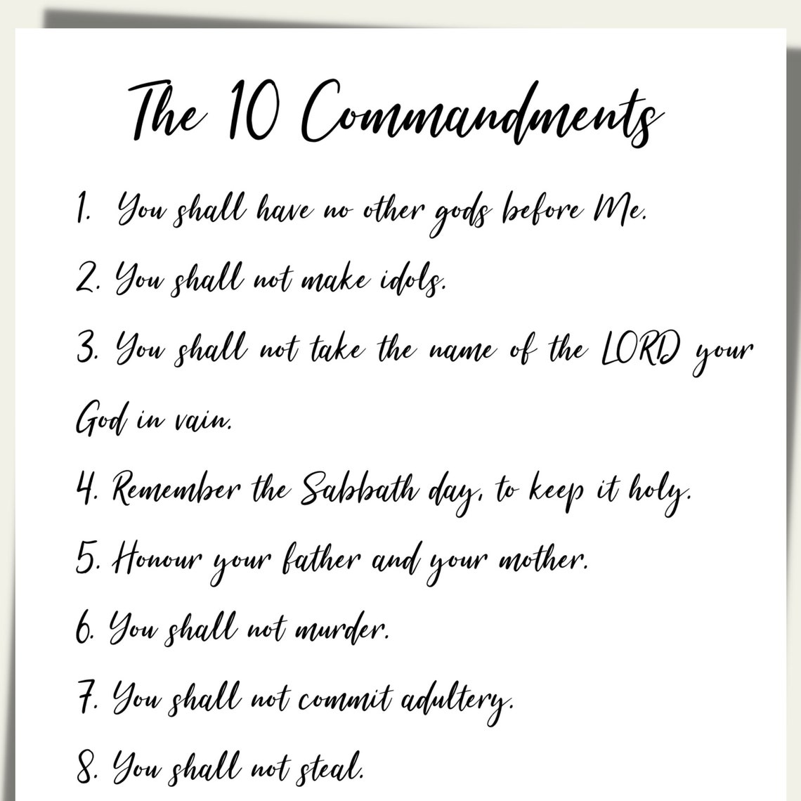 The 10 Commandments - Exodus 20:2-17 Bible Verse Wall Art, Poster ...