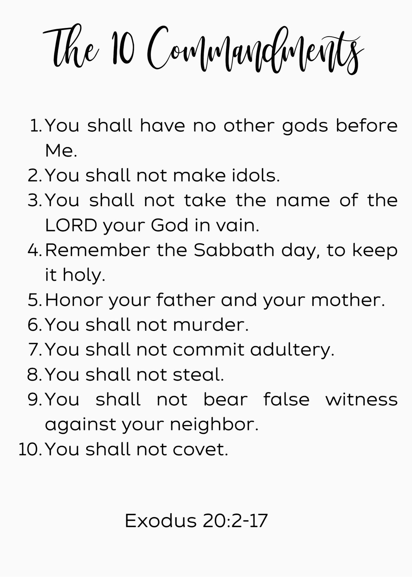The 10 Commandments - Exodus 20:2-17 Bible Verse Wall Art, Poster ...