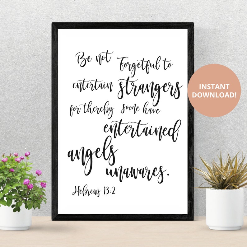 Hebrews 13:2 Verse Poster Artwork,scripture Wall Art Print,modern ...