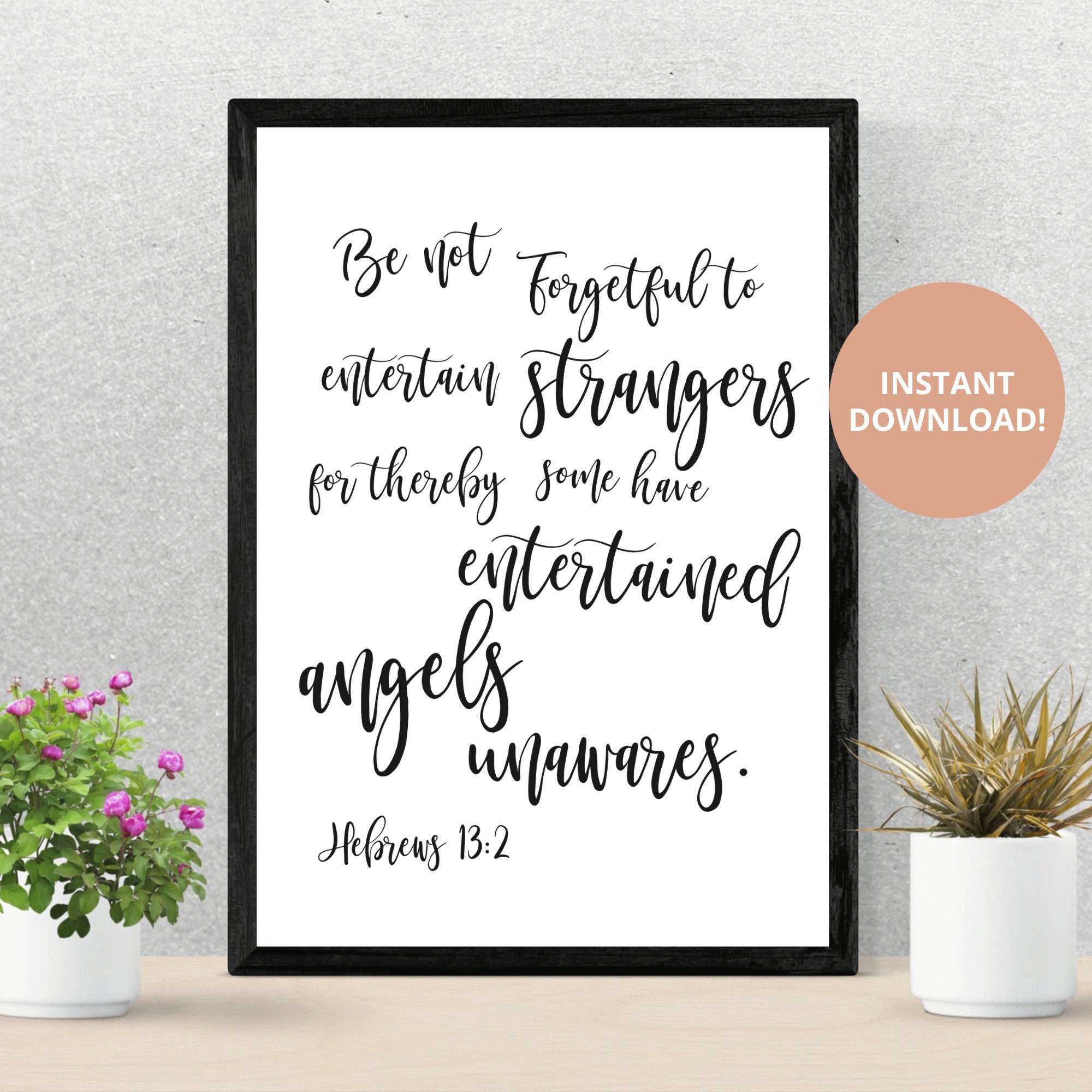 Hebrews 13:2 Verse Poster Artwork,scripture Wall Art Print,modern ...