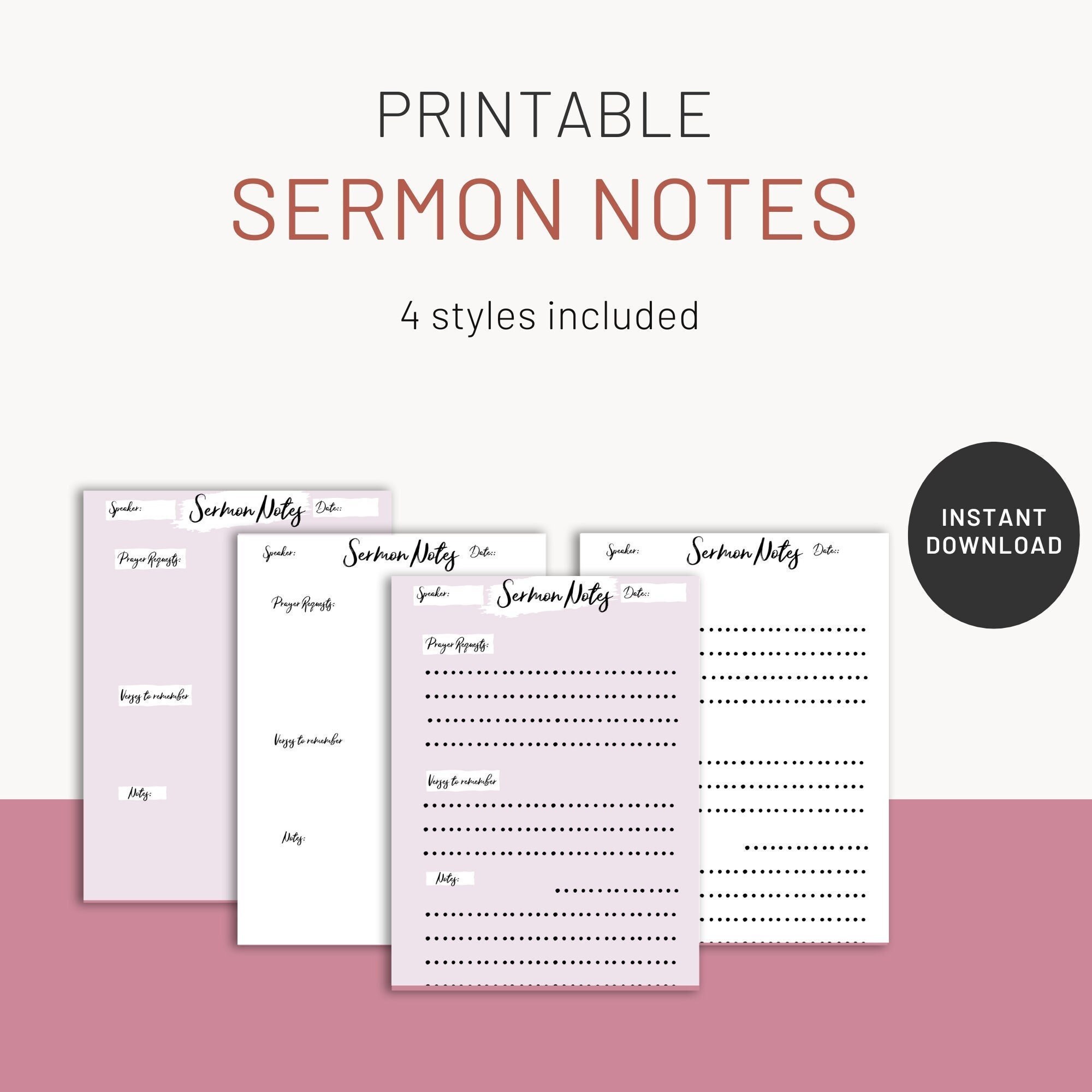 Printable Sermon Notes, Prayer Request Printable, Speaker Tracking ...