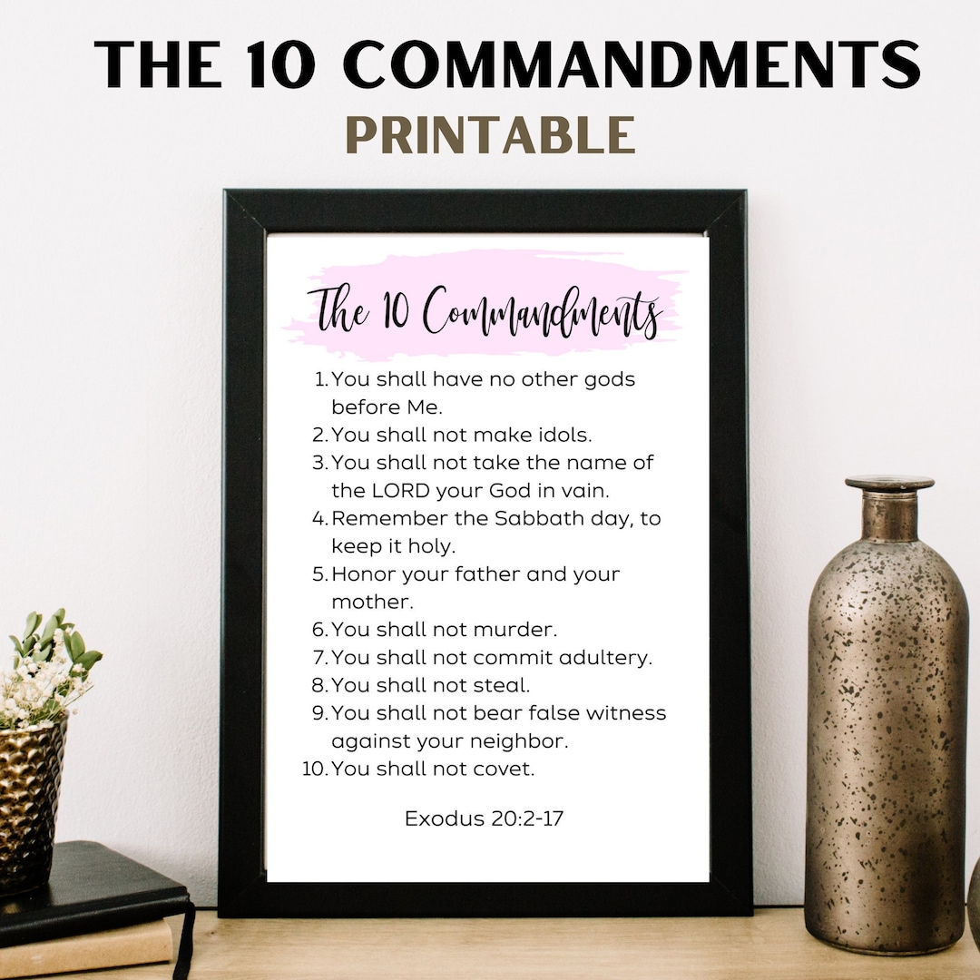 The Ten Commandments, the 10 Commandments Printable,christian Wall Art ...