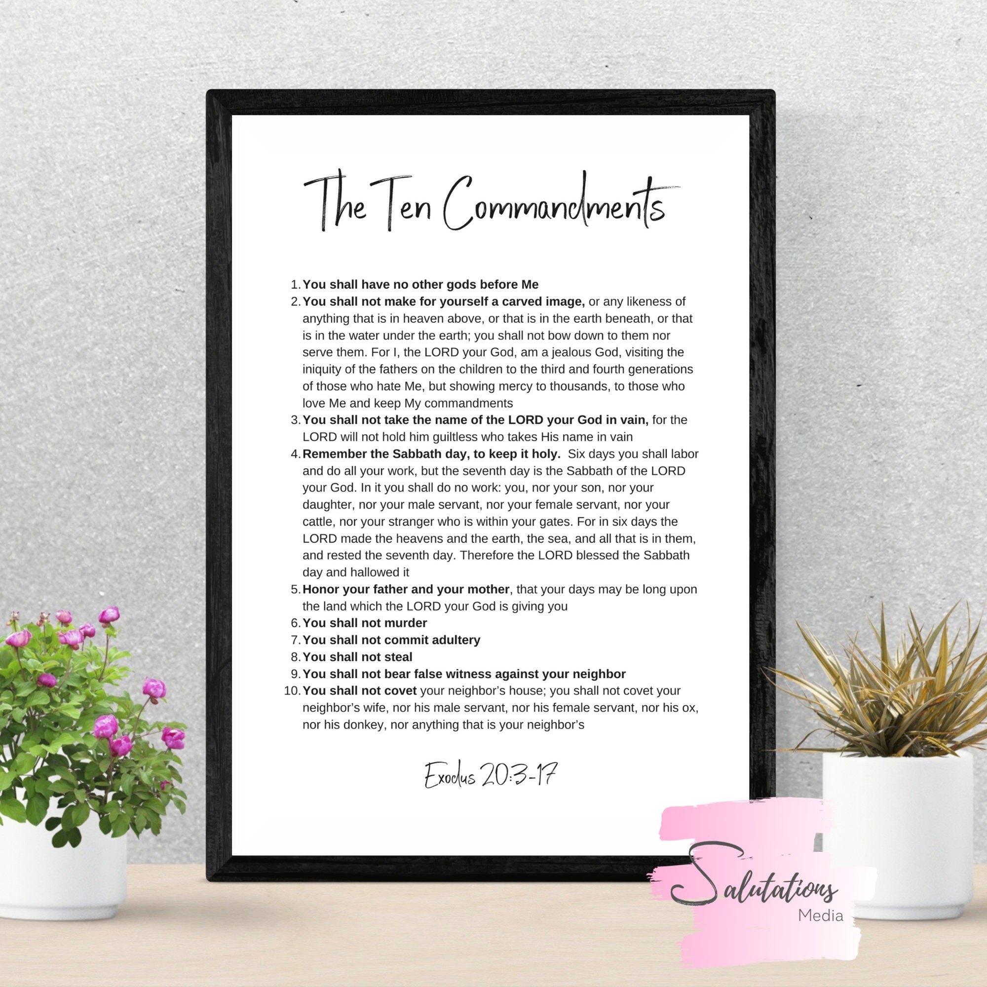 The Ten Commandments - Exodus 20:3-17 - Scripture Verse, Bible Verse ...