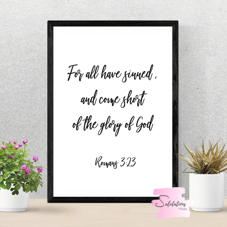 Scripture Wall Art, Romans 3:23, Scripture Verse, Christian Printables ...