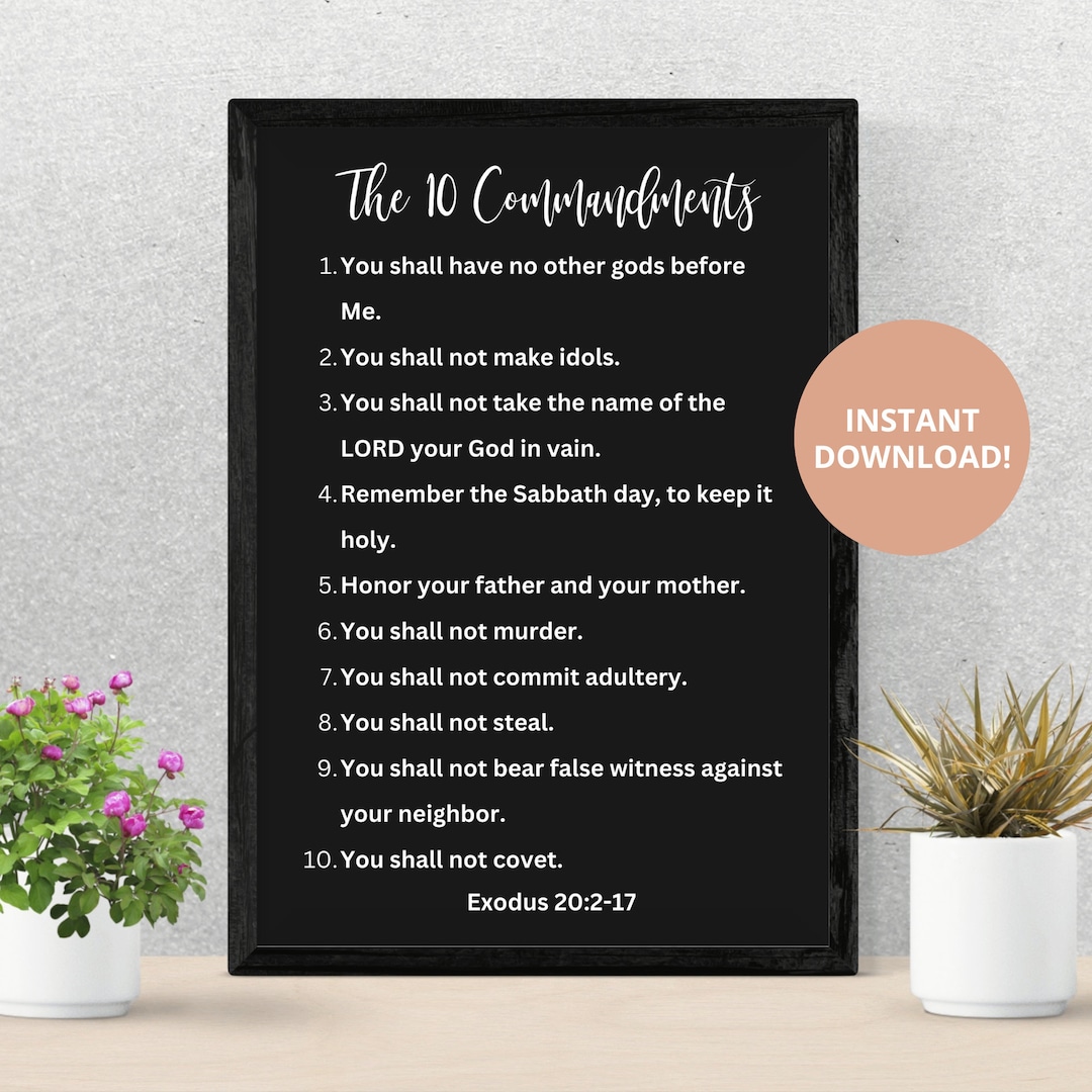 The 10 Commandments - Exodus 20:2-17 Bible Verse Wall Art, Poster ...