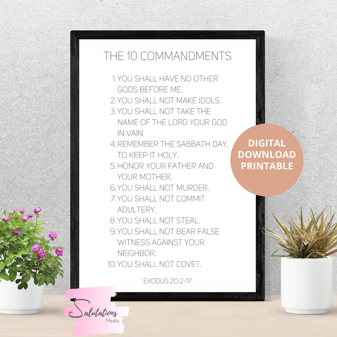 The Ten Commandments Wall Art, Commandment Printable, 10 Commandment ...