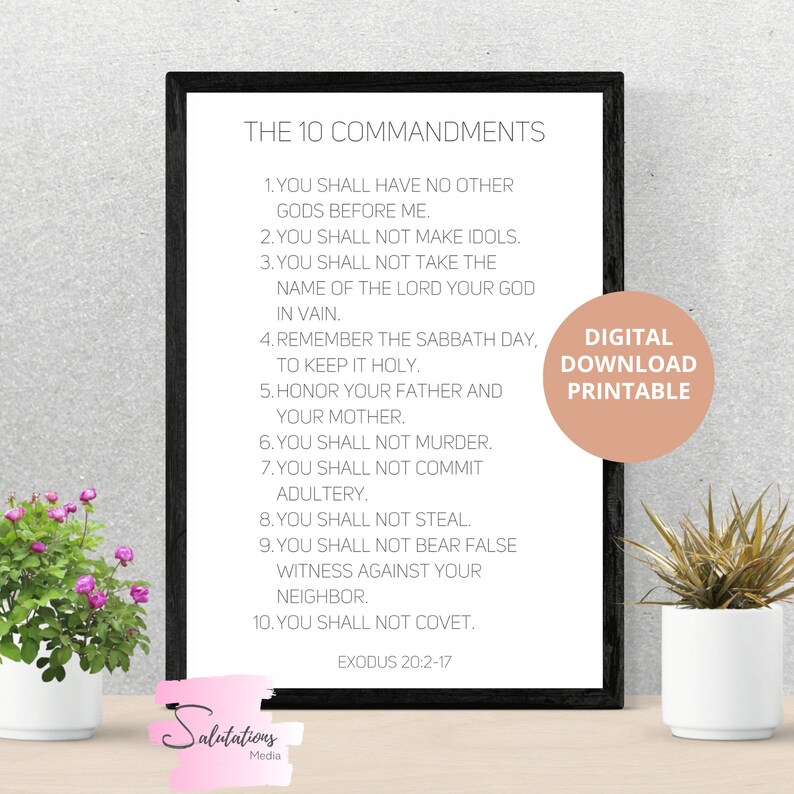 The Ten Commandments Wall Art, Commandment Printable, 10 Commandment ...