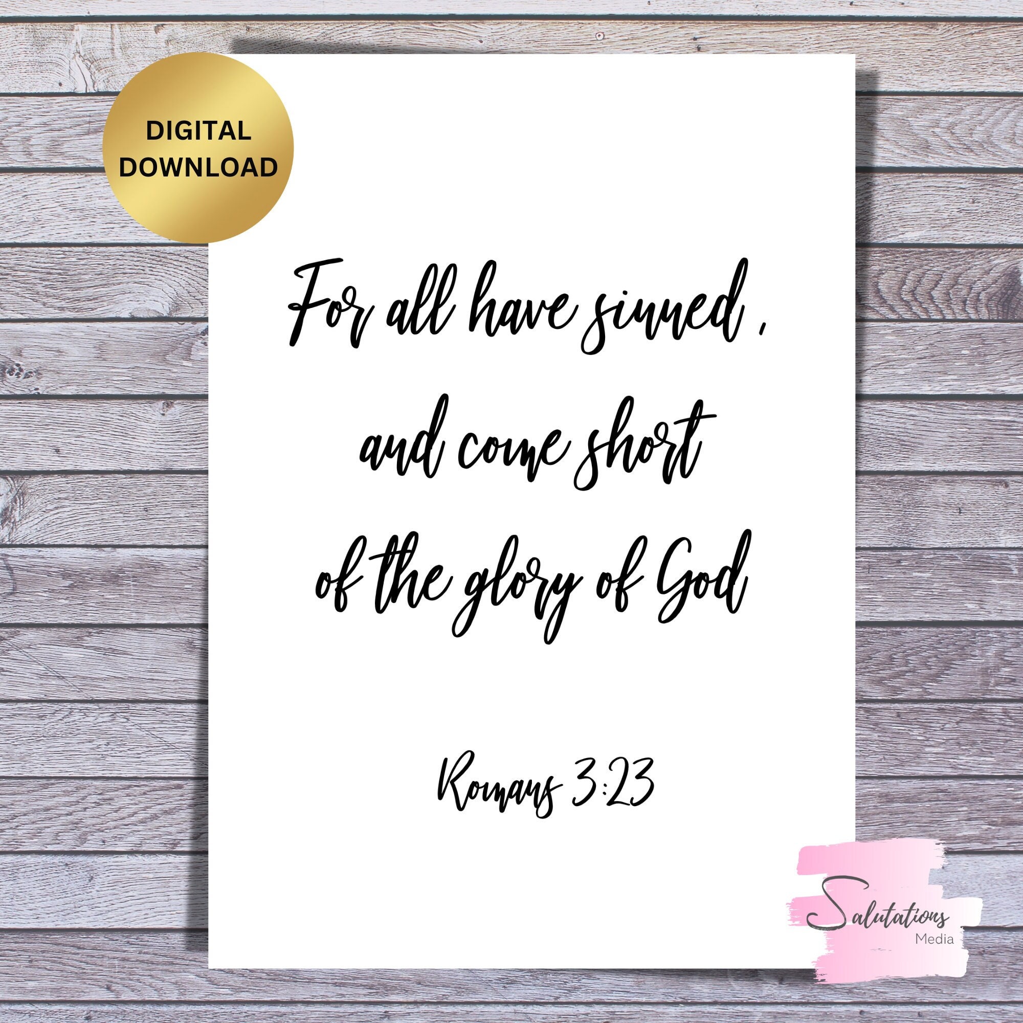 Scripture Wall Art Romans 3:23 Scripture Verse Christian - Etsy