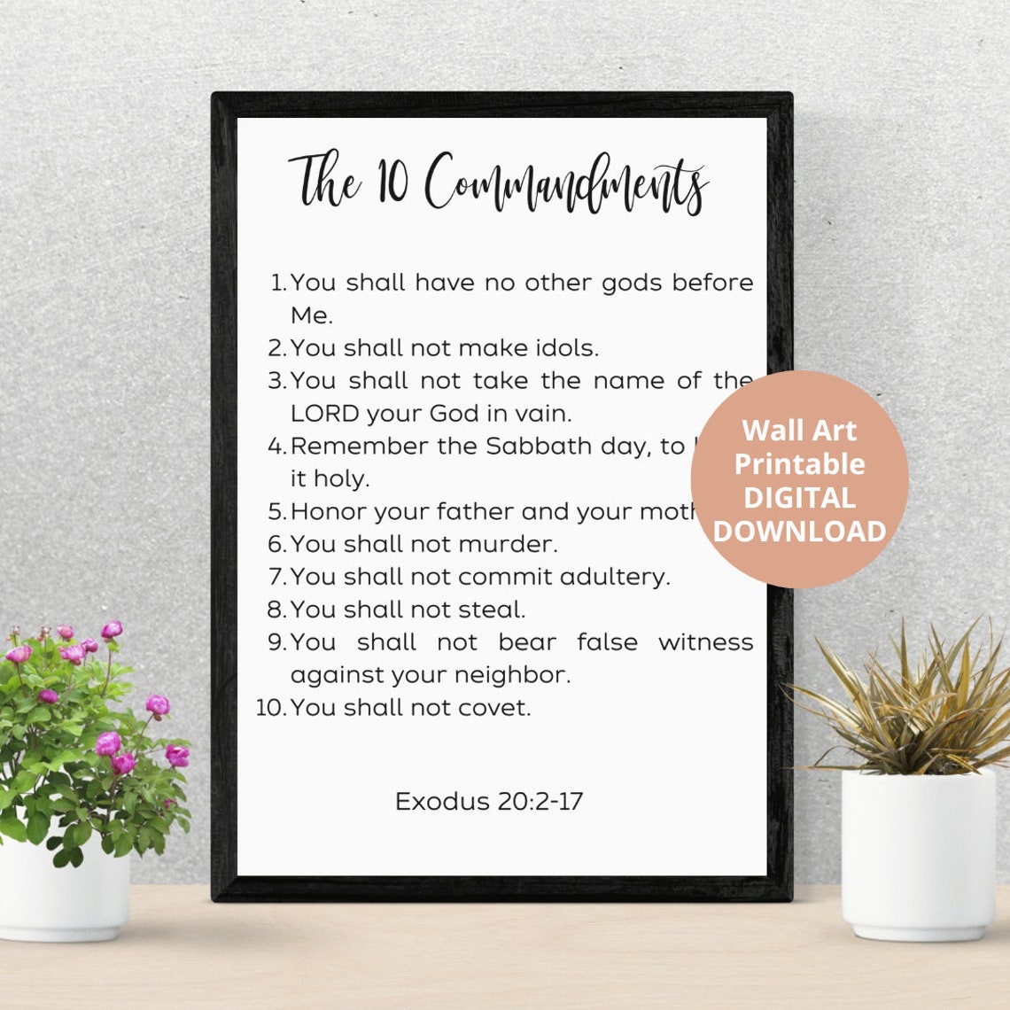 The 10 Commandments Exodus 20:2-17 Bible Verse Wall Art - Etsy