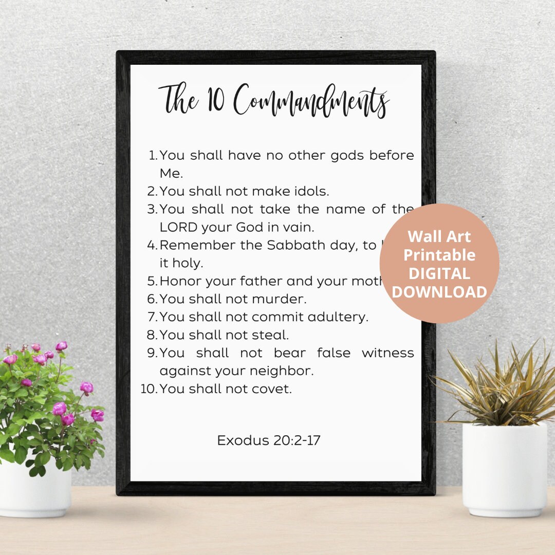 The 10 Commandments - Exodus 20:2-17 Bible Verse Wall Art, Poster ...