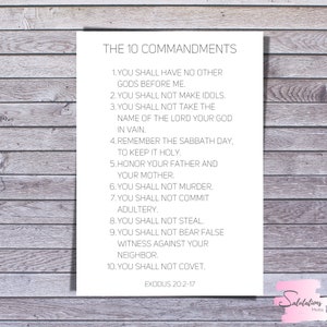 The Ten Commandments Wall Art, Commandment Printable, 10 Commandment ...